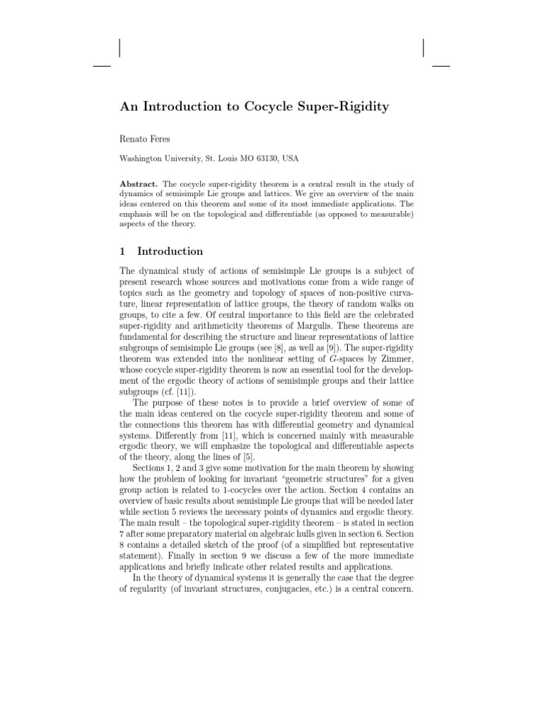 An introduction to Cocycle Super-rigidity-1 | PDF | Lie Groups ...
