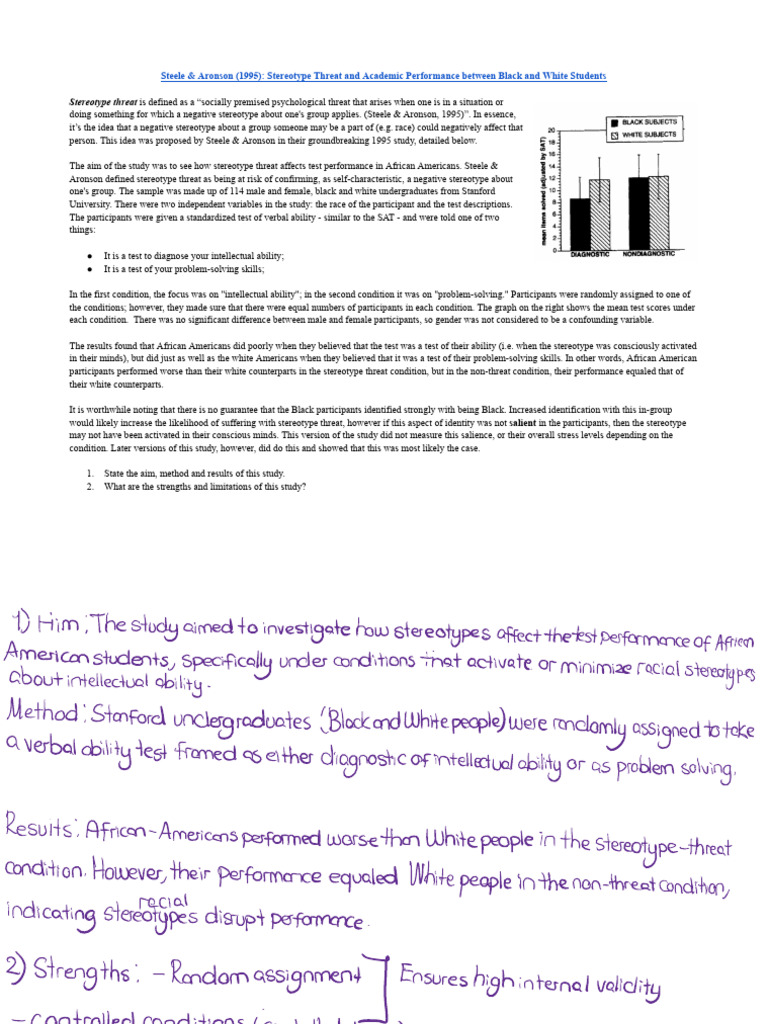 Steele & Aronson (1995) - Stereotype Threat and Academic Performance ...