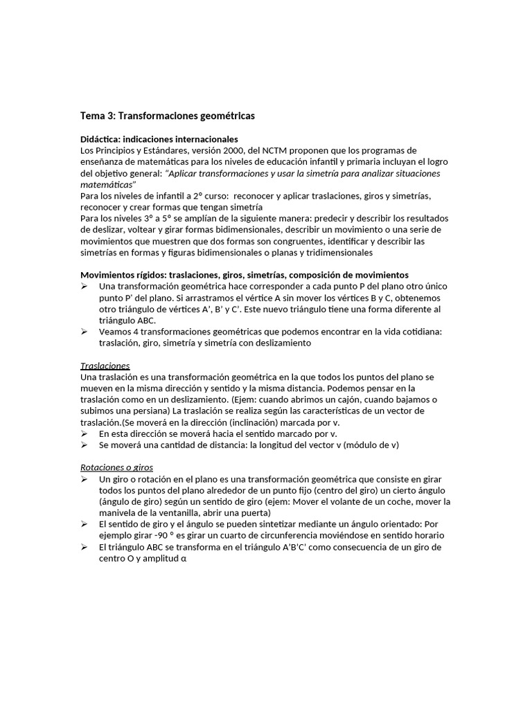 Tema 3 Transformaciones Geométricas | PDF | Rotación | Simetría