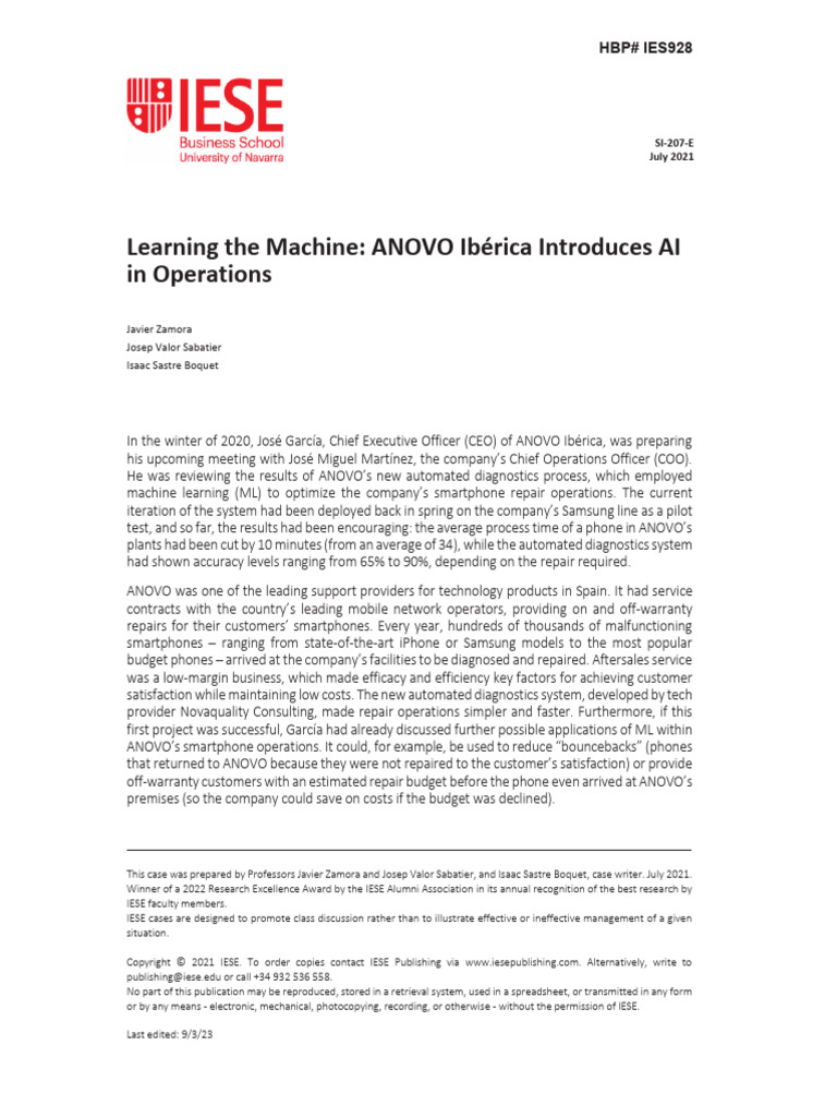 ANOVO Ibérica's AI-Driven Repair Efficiency | PDF | Business | Computing