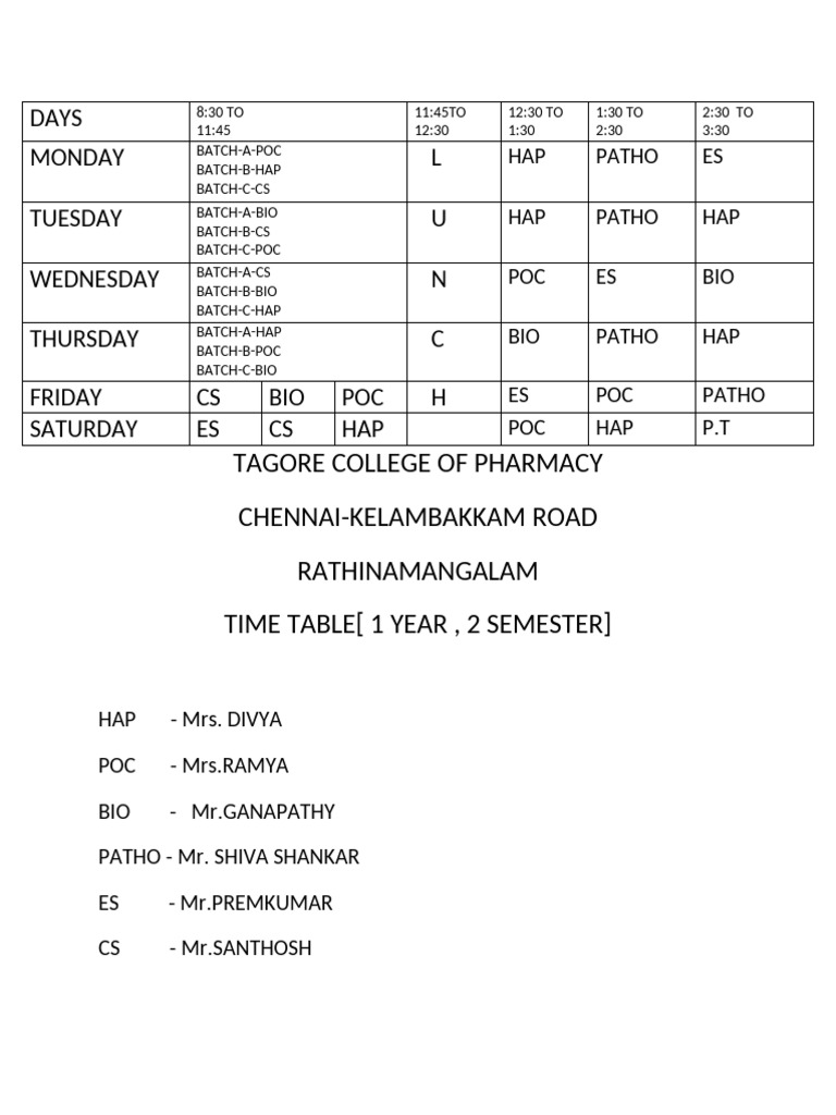 Muthassi Ahmed Timetable | PDF