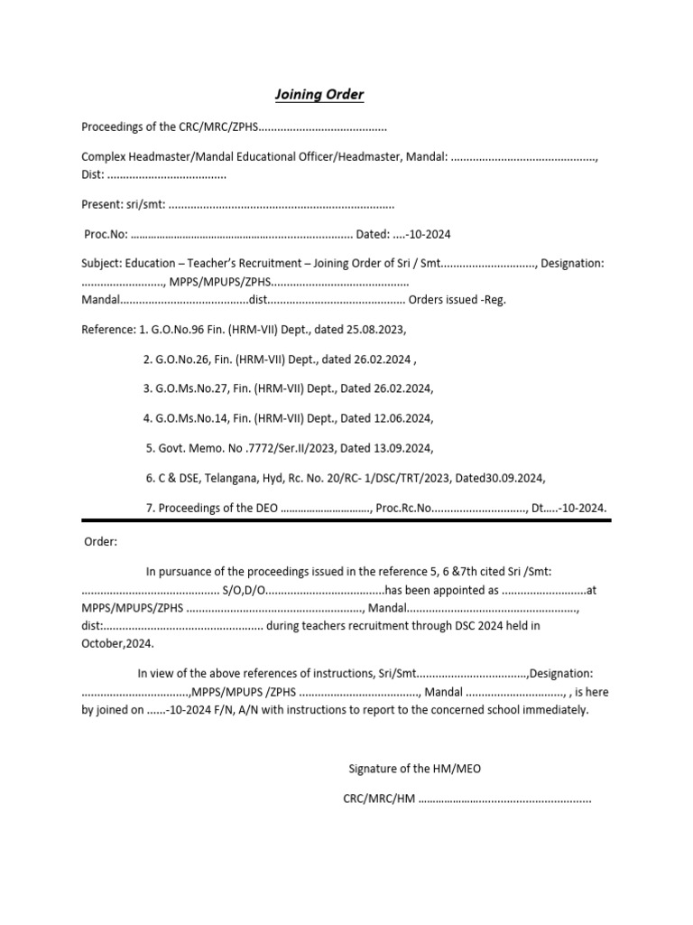 Joining Order DSC-2024 | PDF