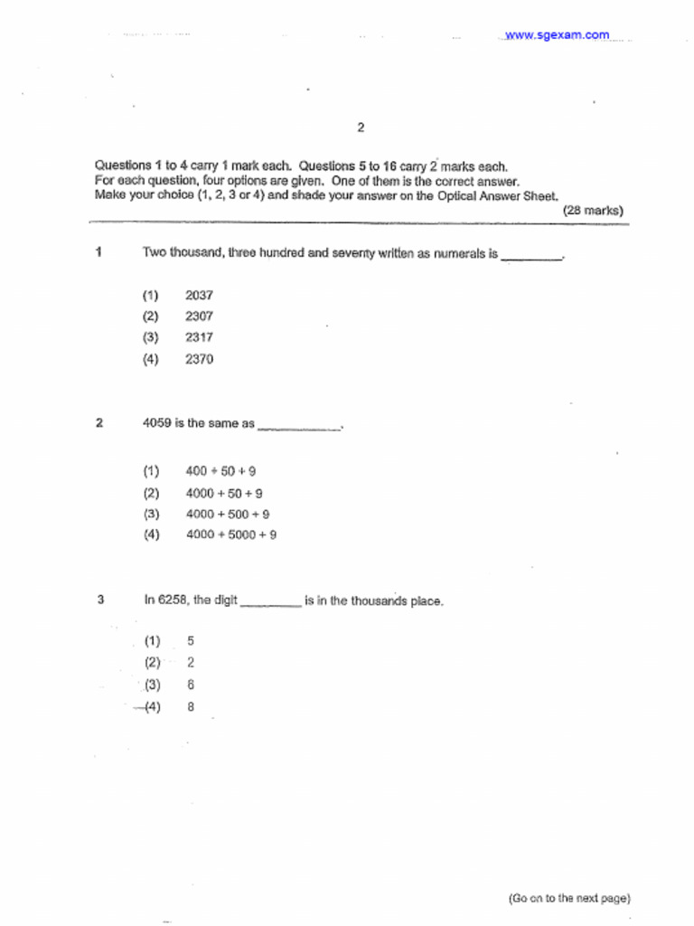 2023-P3-Maths-End of Year Exam-MGS | PDF