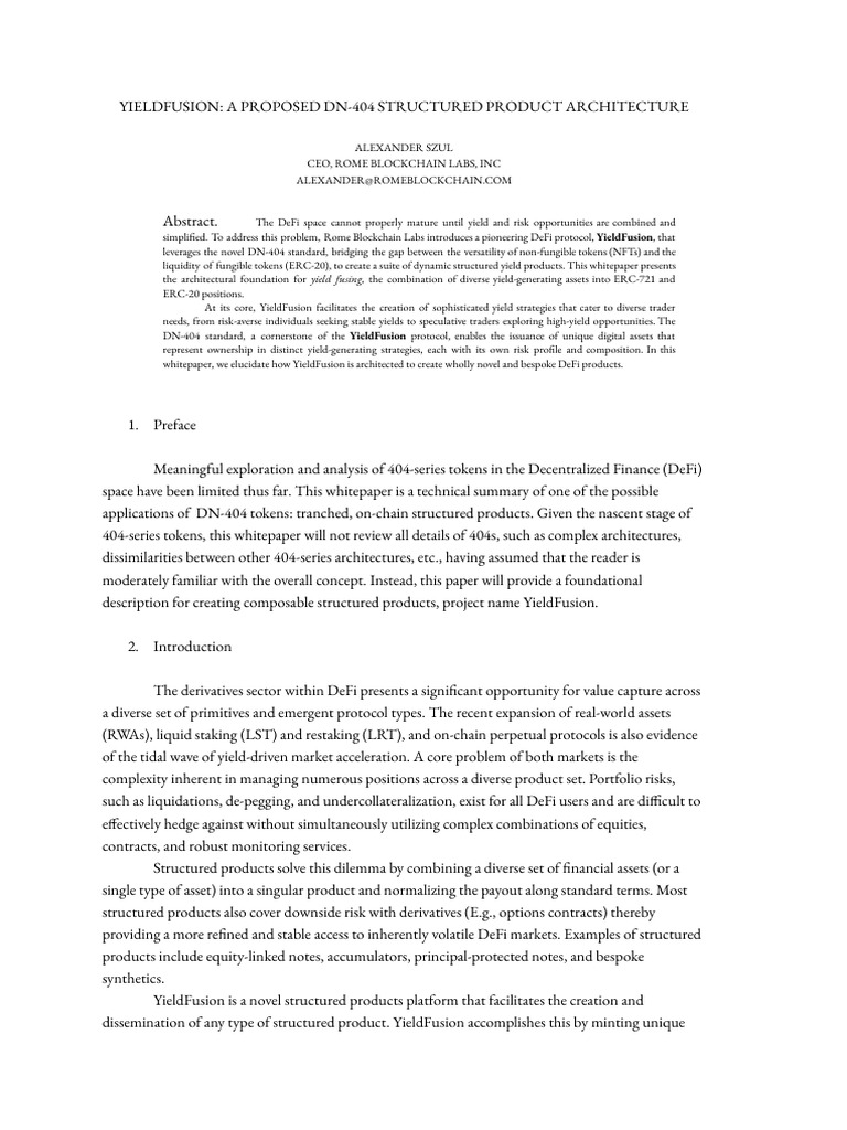 YieldFusion A Proposed DN 404 Structured Product Architecture | PDF ...