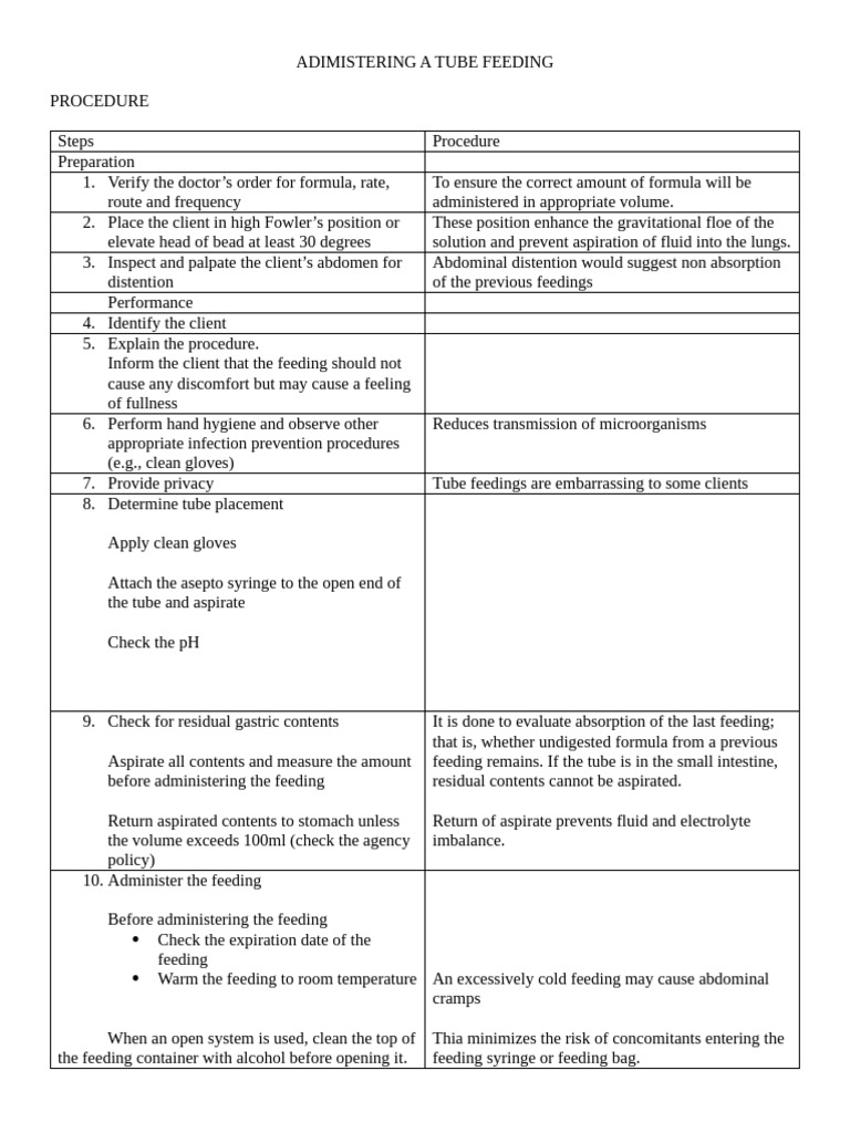 Tube Feeding Administration Guide | PDF | Gastroenterology | Clinical ...