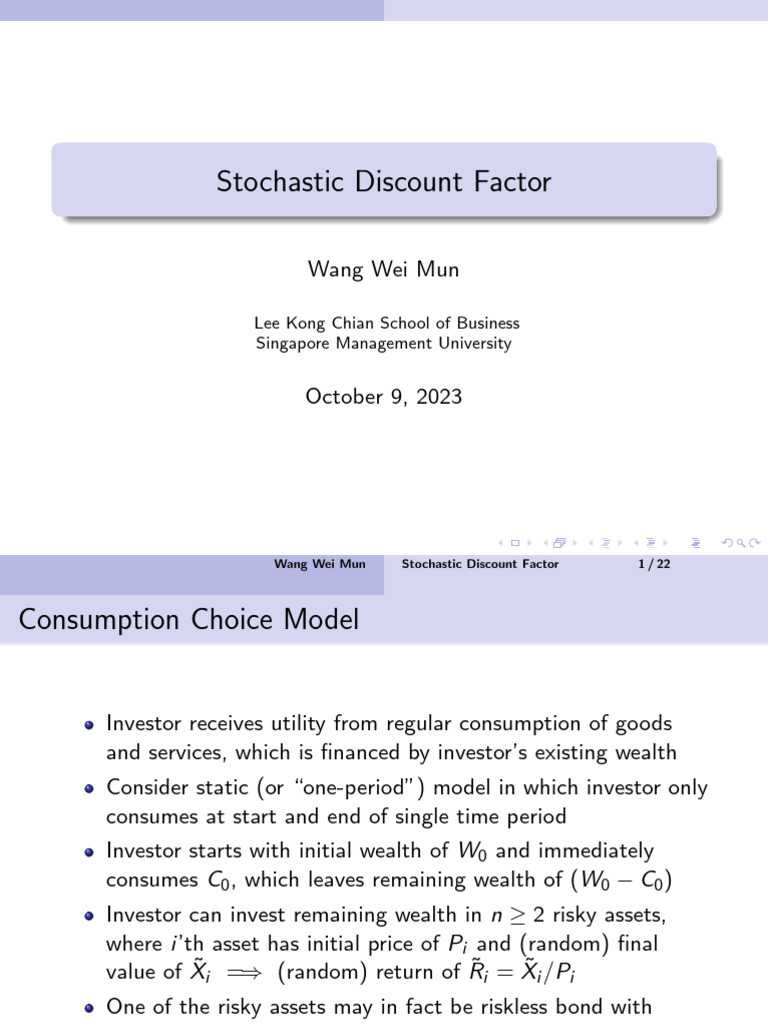 Stochastic Discount Factor Analysis | PDF | Capital Asset Pricing Model ...