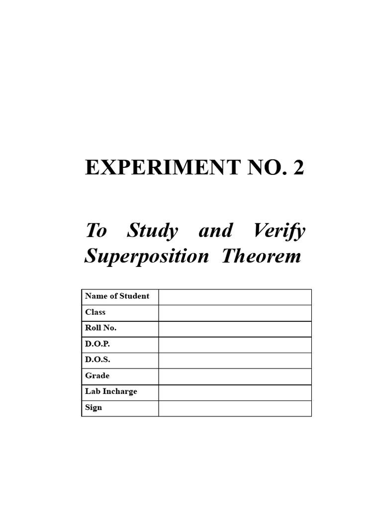 Expt 2 Superposition Theorem | PDF | Electrical Network | Voltage