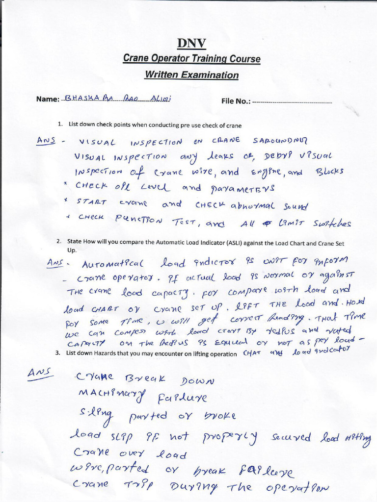 Dnv Exam ( Bhaskara Rao Aligi ) | PDF