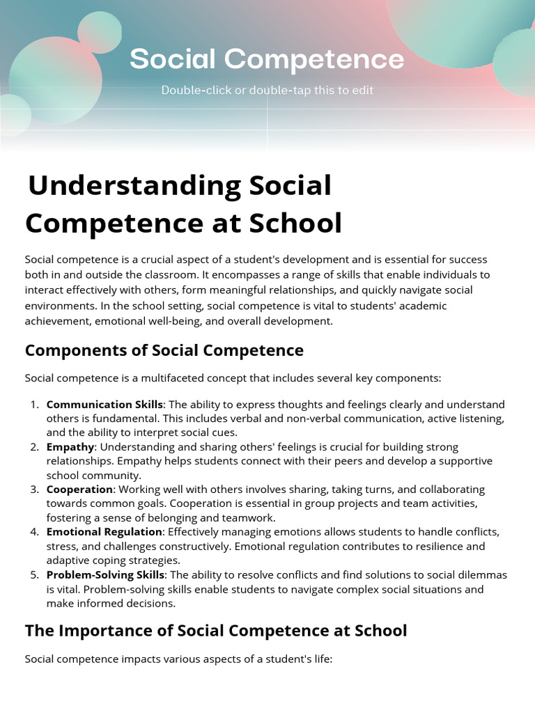 Understanding Social Competence at School | PDF | Communication ...