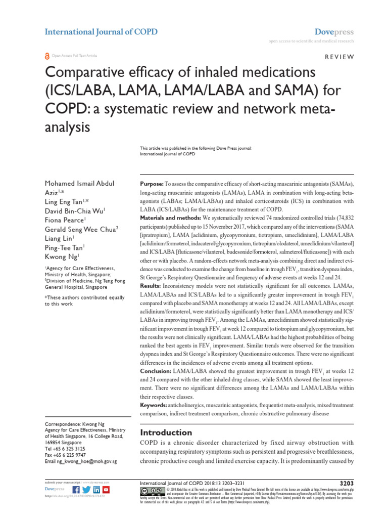 Comparative efficacy of inhaled medications (ICS/LABA, LAMA, LAMA/LABA ...