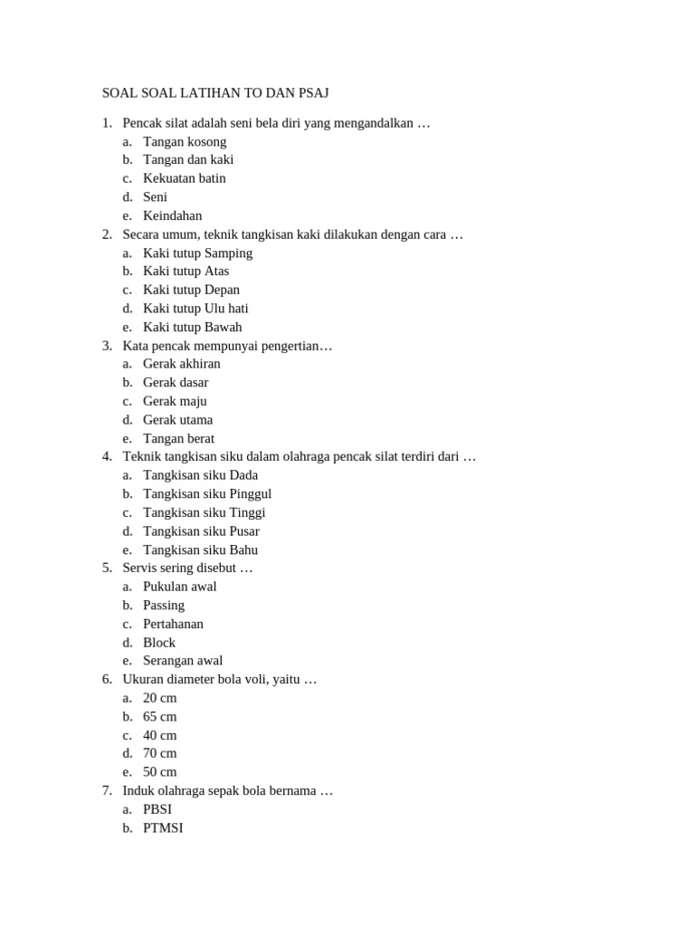Soal Soal Latihan To Dan Psaj | PDF