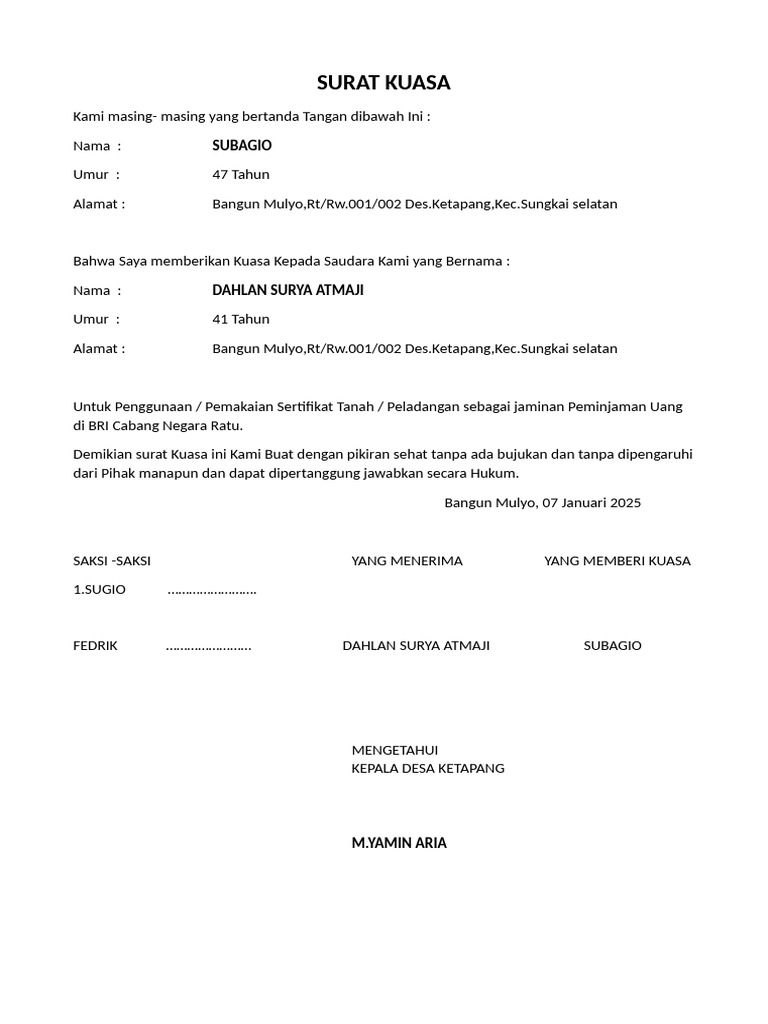 Surat Kuasa | PDF