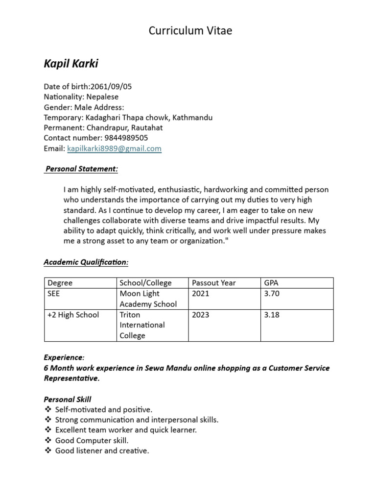CV Kapil Karki | PDF