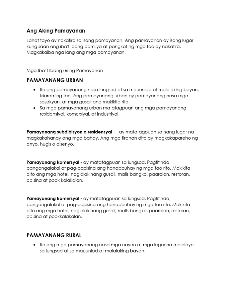 Aralin 1 - Ang Aking Pamayanan | PDF