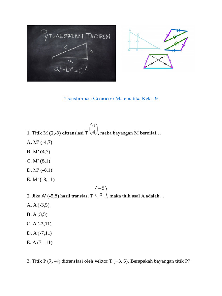 Transformasi Geometri Kelas 9 | PDF
