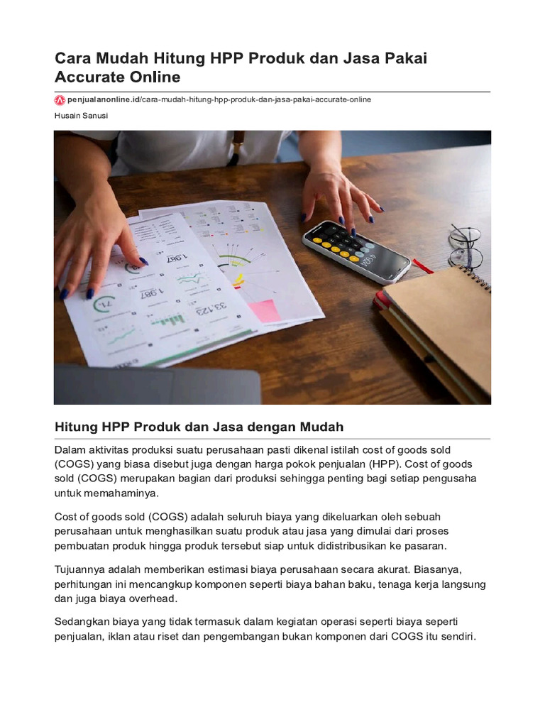 Cara Mudah Hitung HPP Produk Dan Jasa Pakai Accurate Online | PDF