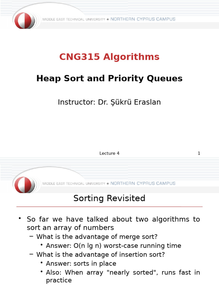 CNG315 Lecture4-Heapsort | PDF | Algorithms | Algorithms And Data ...