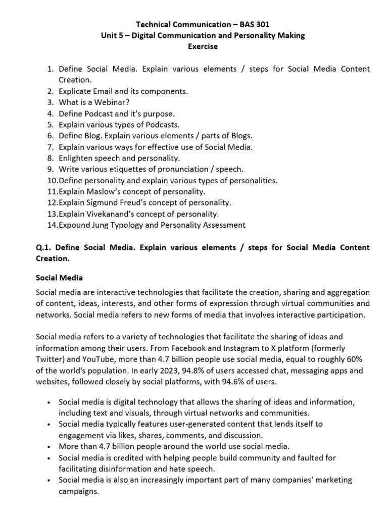 TC UNIT 5 EXERCISE | PDF | Personality Type | Podcast