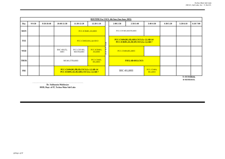 CSCS 4th Sem Routine 2025 | PDF
