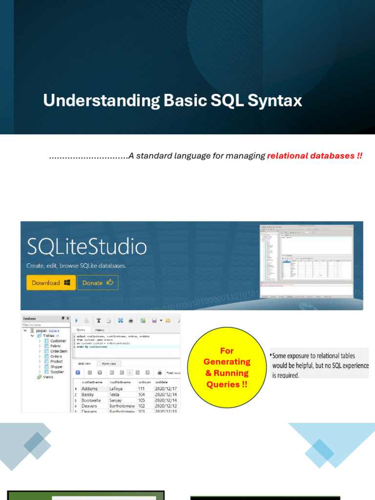 Basic SQL Syntax and Query Management | PDF