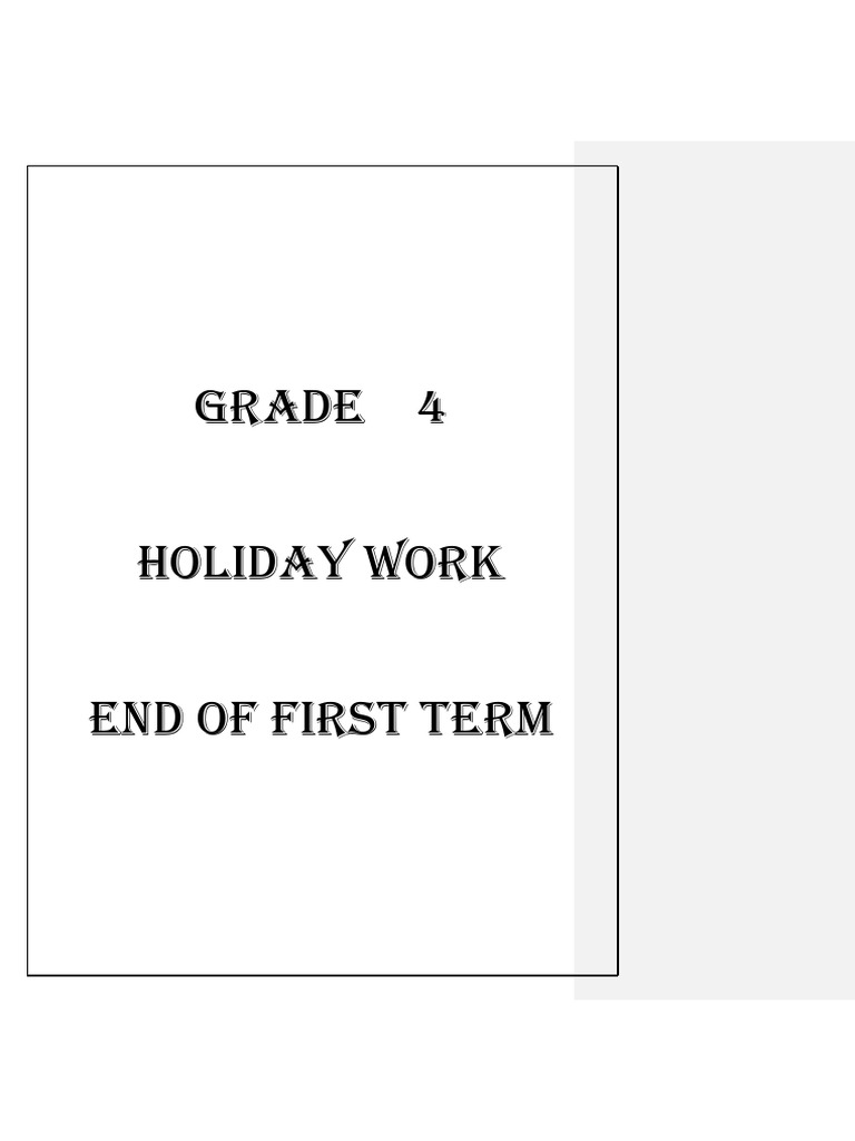 GRADE 4. Holiday Work | PDF