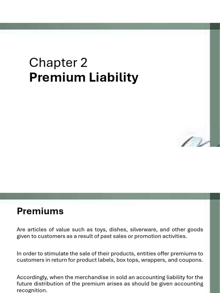 Chapter 2 - Premium Liability | PDF | Coupon | Rebate (Marketing)