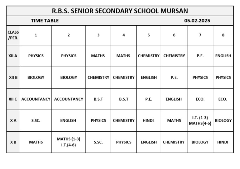 Teachers Time Table............ | PDF