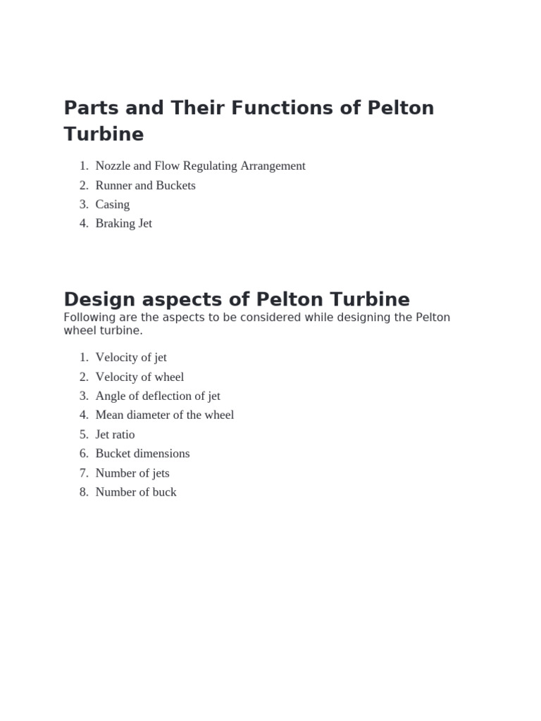 Pelton Turbine Components Explained | PDF