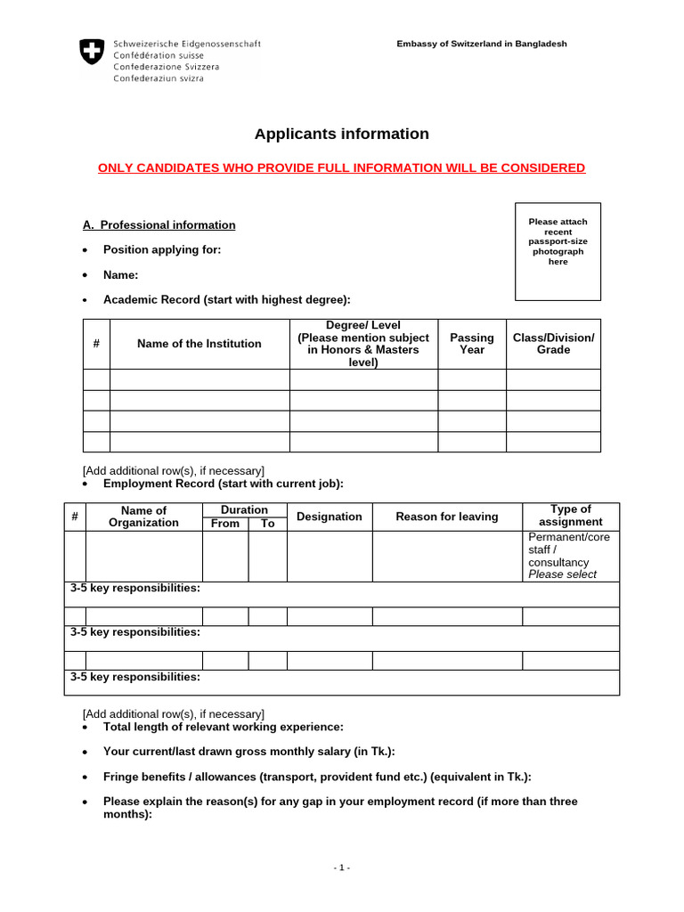 FDFA-Job-Application-Form | PDF