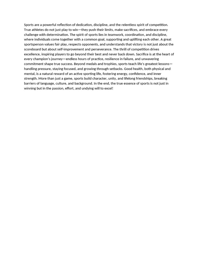 Sports Day Speech Pdf