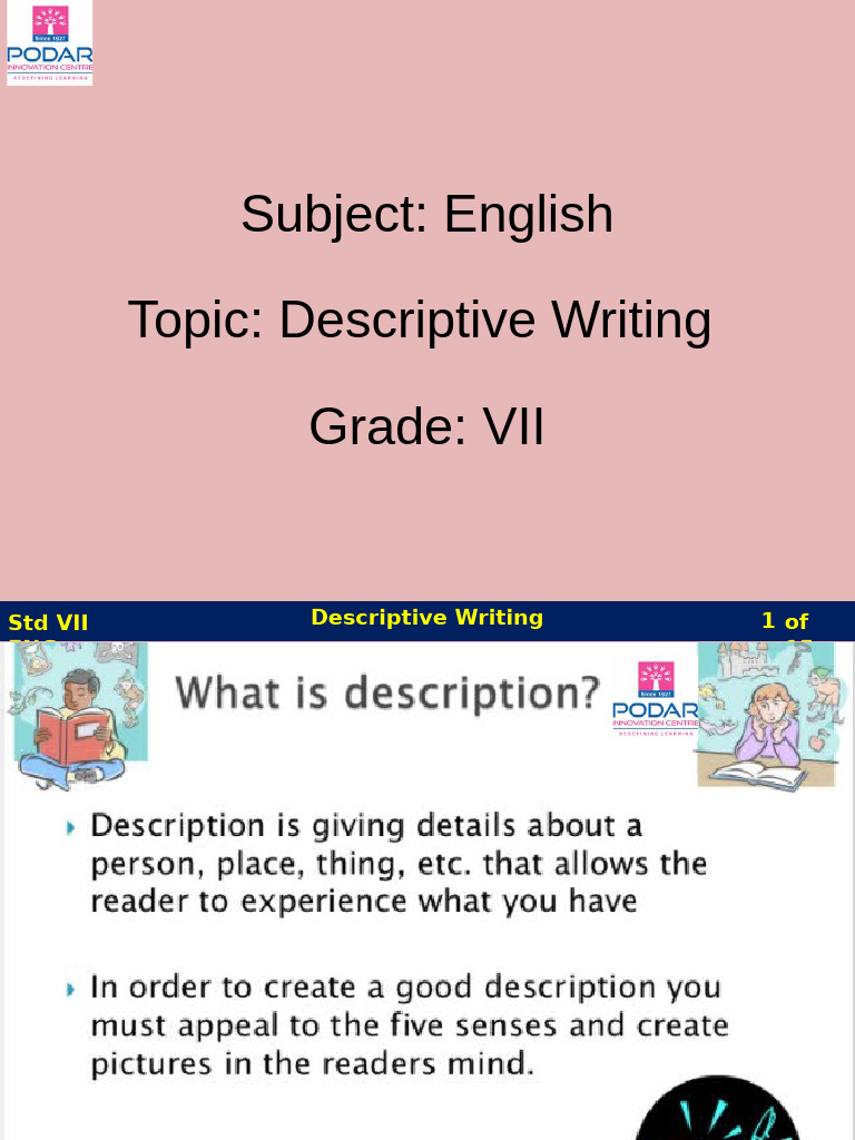 Grade 7 Descriptive Writing Guide | PDF