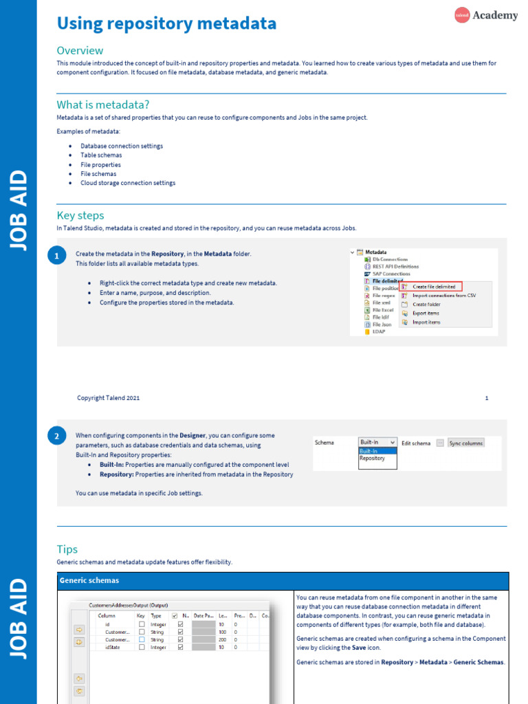 Using Repository Metadata - Job Aid | PDF | Metadata | Databases