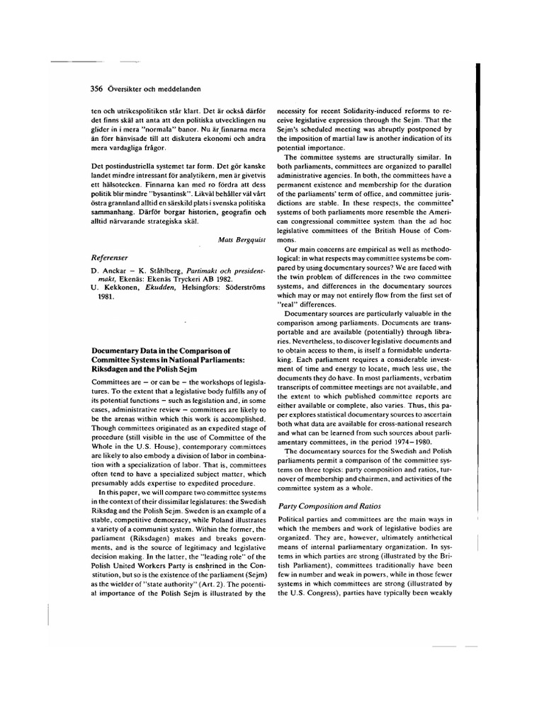 Documentary Data in The Comparison of Co | PDF | Committee | Bill (Law)