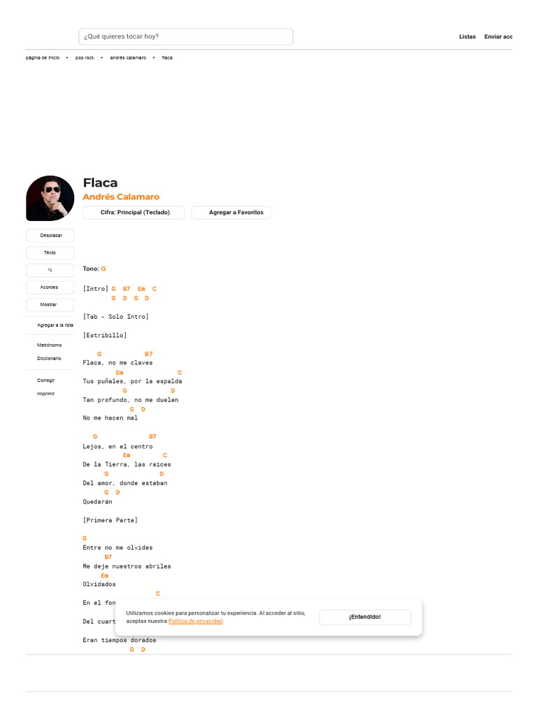 Flaca (Acordes) - Andrés Calamaro - Cifra Club | PDF | Musica Popular | La música rock