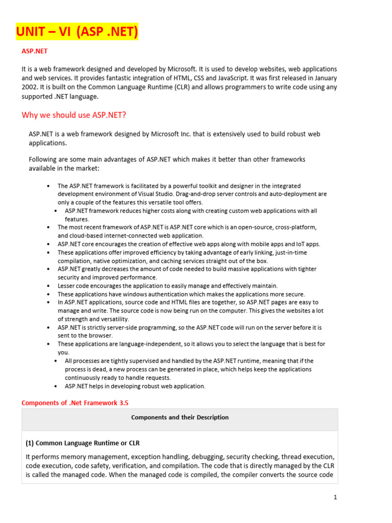 WT Unit6 ASP Net | PDF | World Wide Web | Internet & Web