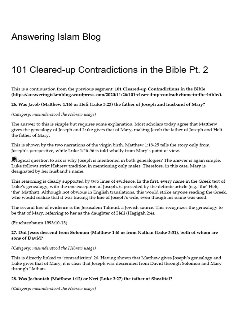 101 Bible Contradictions Explained Pt. 2 | PDF | Jesus | John The Baptist