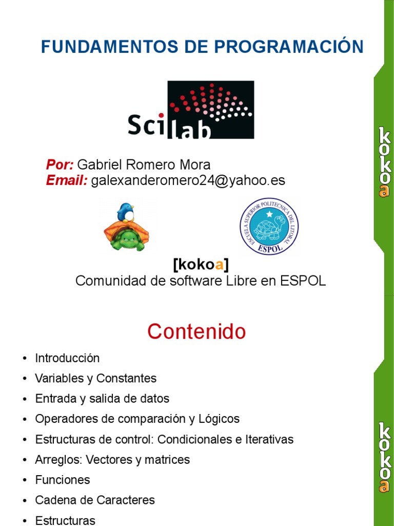 Fundamentos De Programación Con Scilab Pdf Matriz Matemáticas