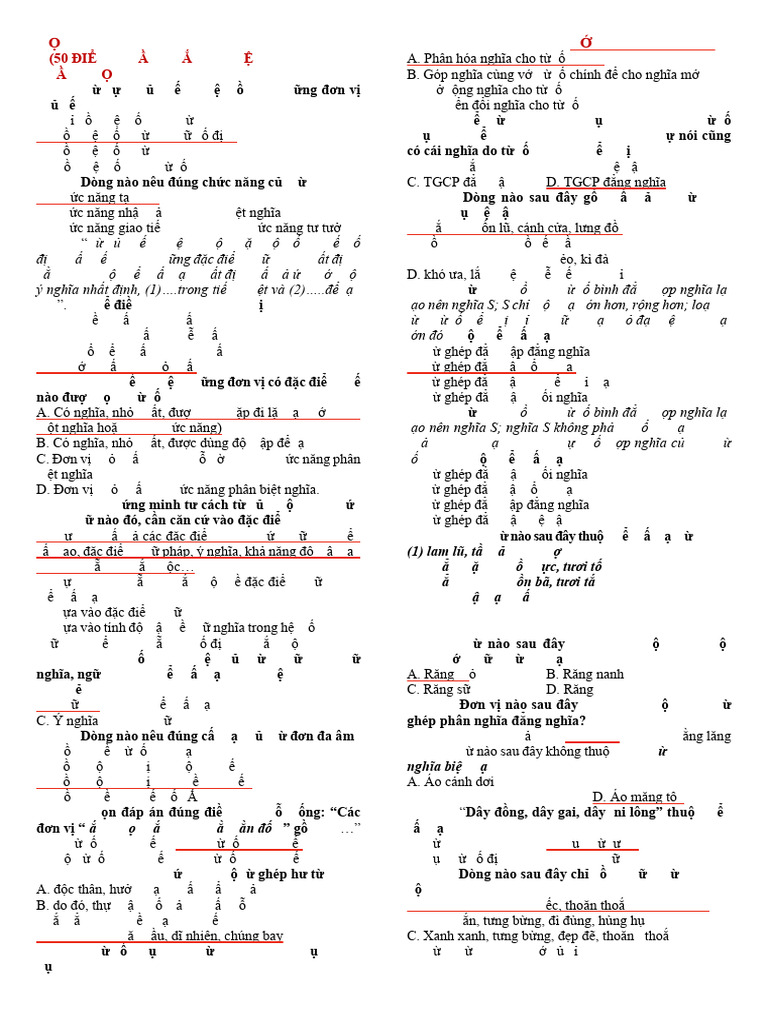 K73-VAN1-Đề giữa kì trắc nghiệm cho SV 2 | PDF
