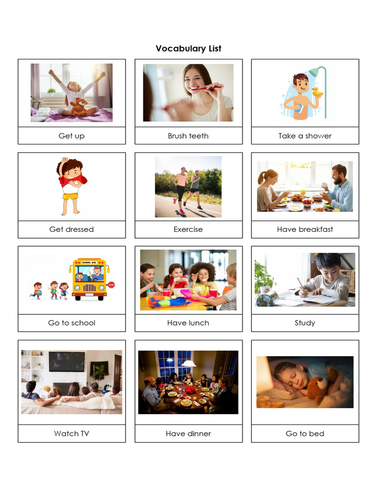 Daily Routine Vocabulary List | PDF