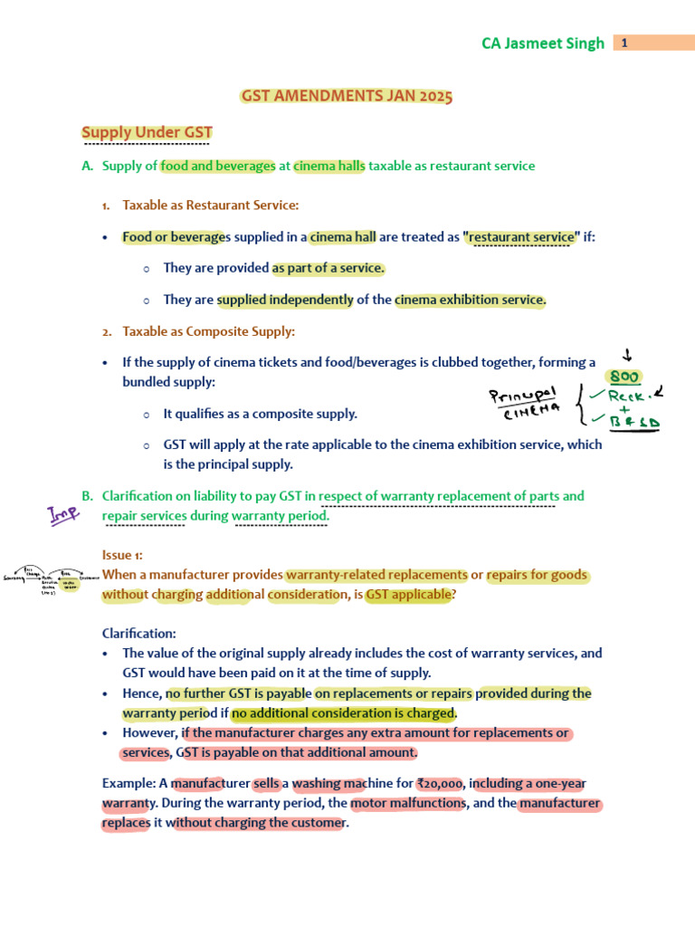 GST Amendments January 2025 Overview | PDF | Value Added Tax | Business