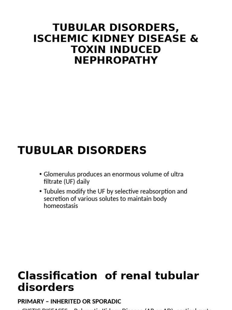 Tubular Disorders and Ischemic Kidney Disease | PDF | Kidney | Angiotensin