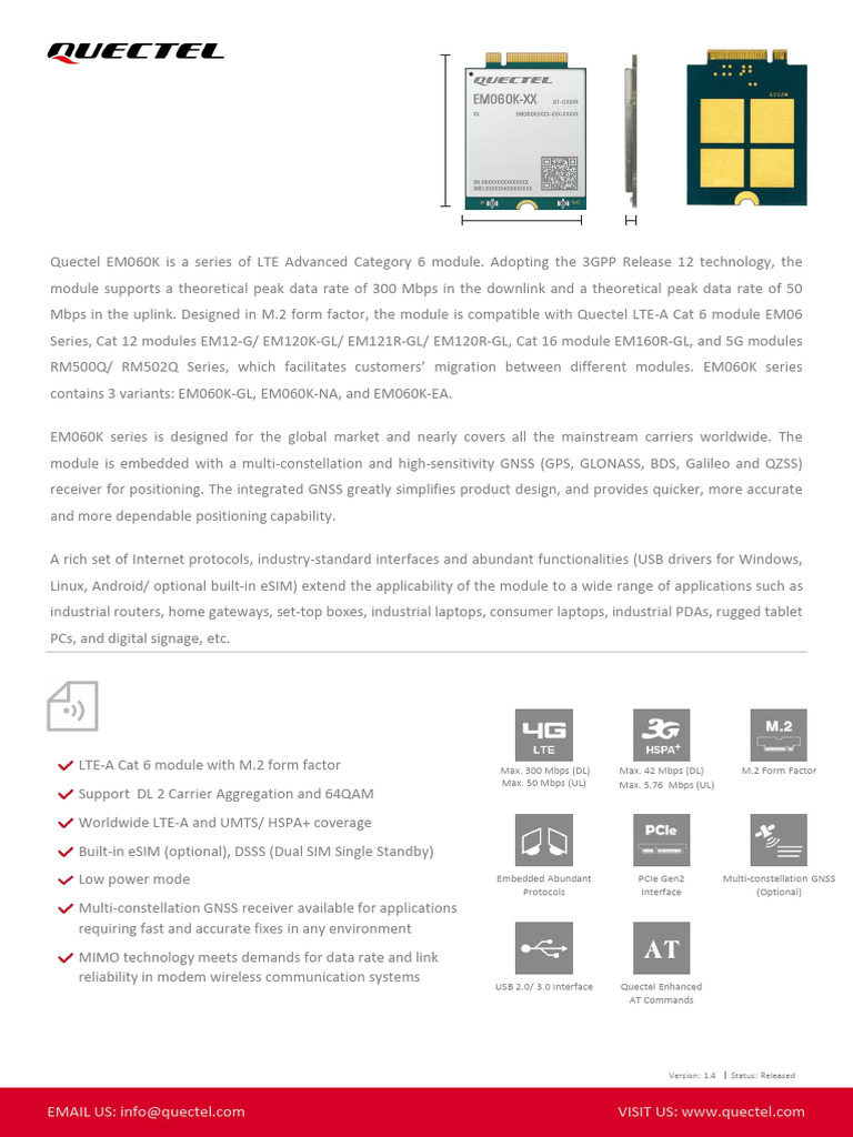 quectel_em060k_series_ltea_module_specification_v1.4 | PDF | Lte ...