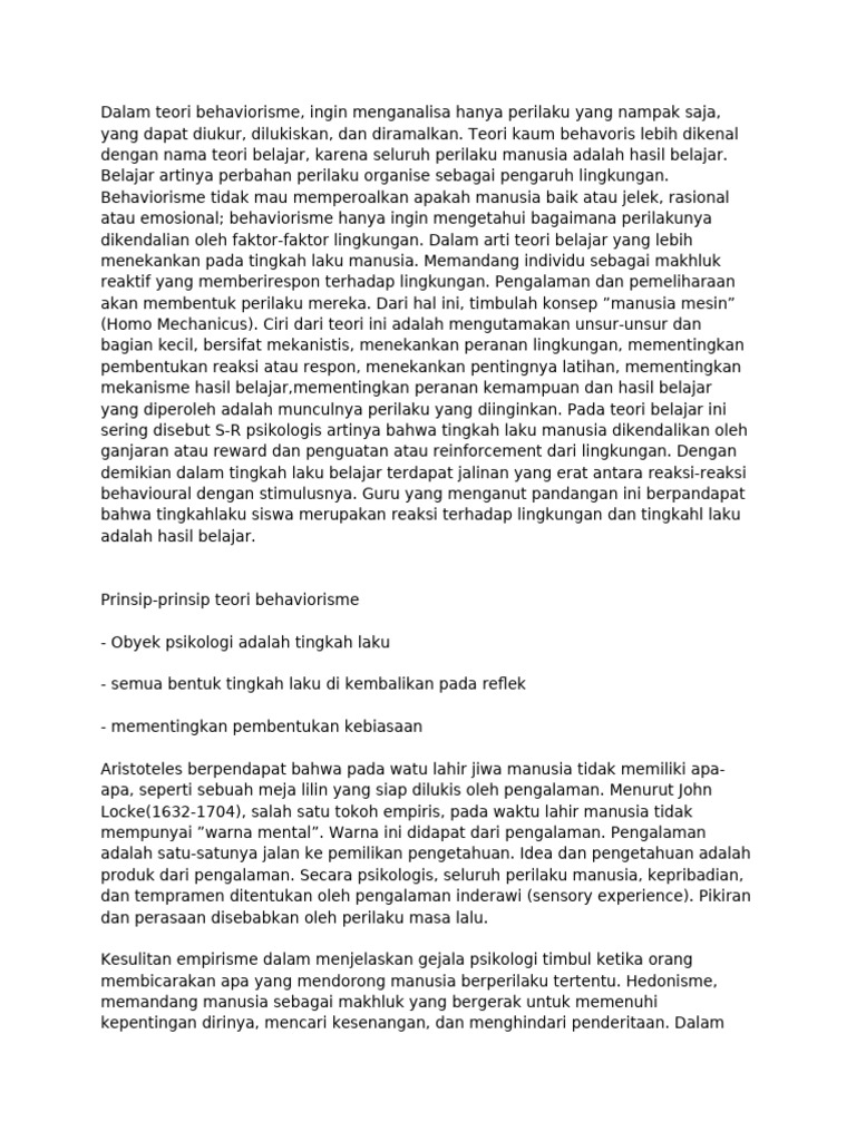 teori behaviorisme | PDF