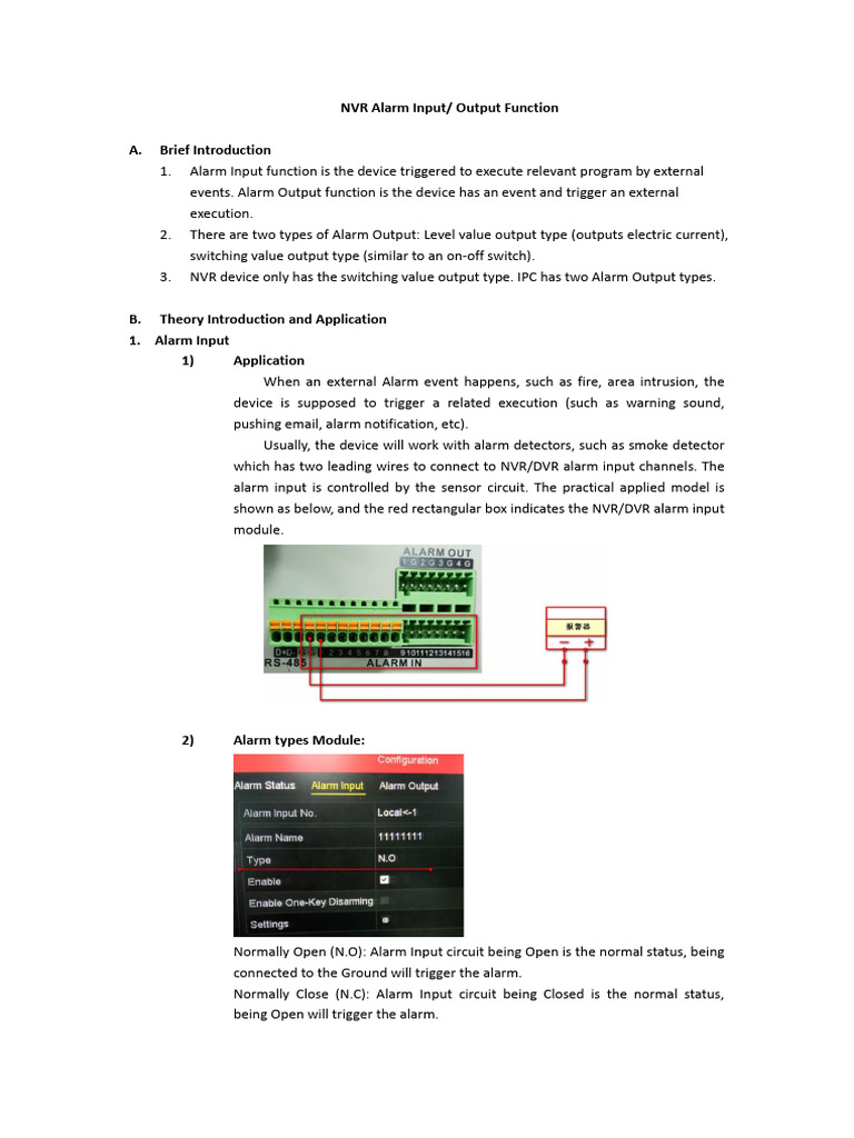 NVR Alarm Input/Output Functions Explained | PDF | Direct Current ...