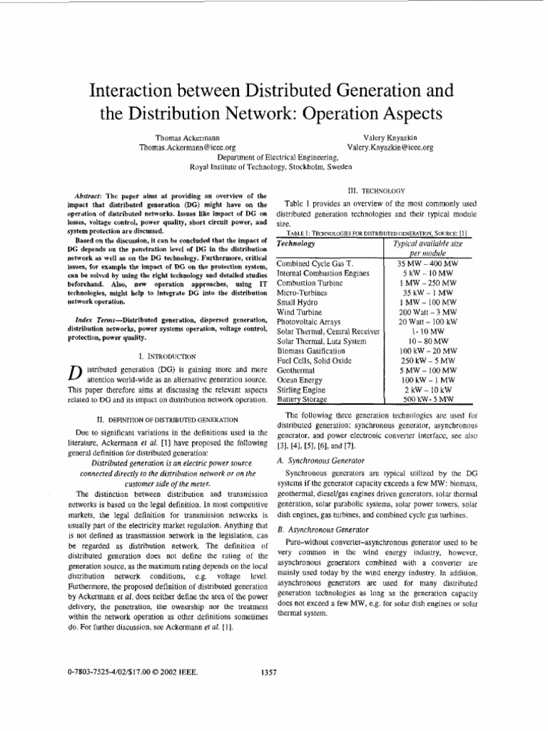 39interaction Between Distributed Generation and The Distribution | PDF ...
