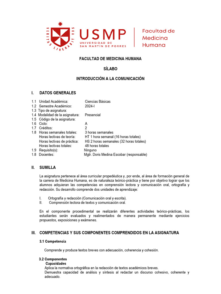 SILABO INT COMUNICACION 2024 II - v2 | PDF | Ortografía | Puntuación