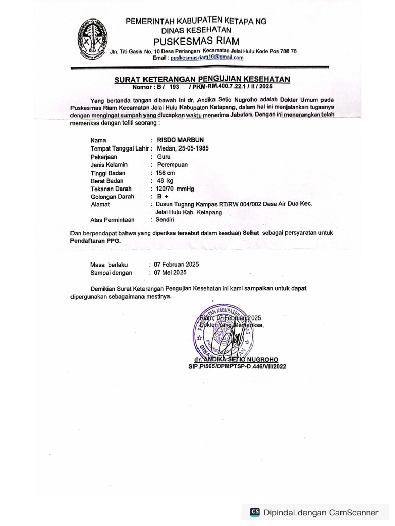 Surat Kesehatan SKD | PDF