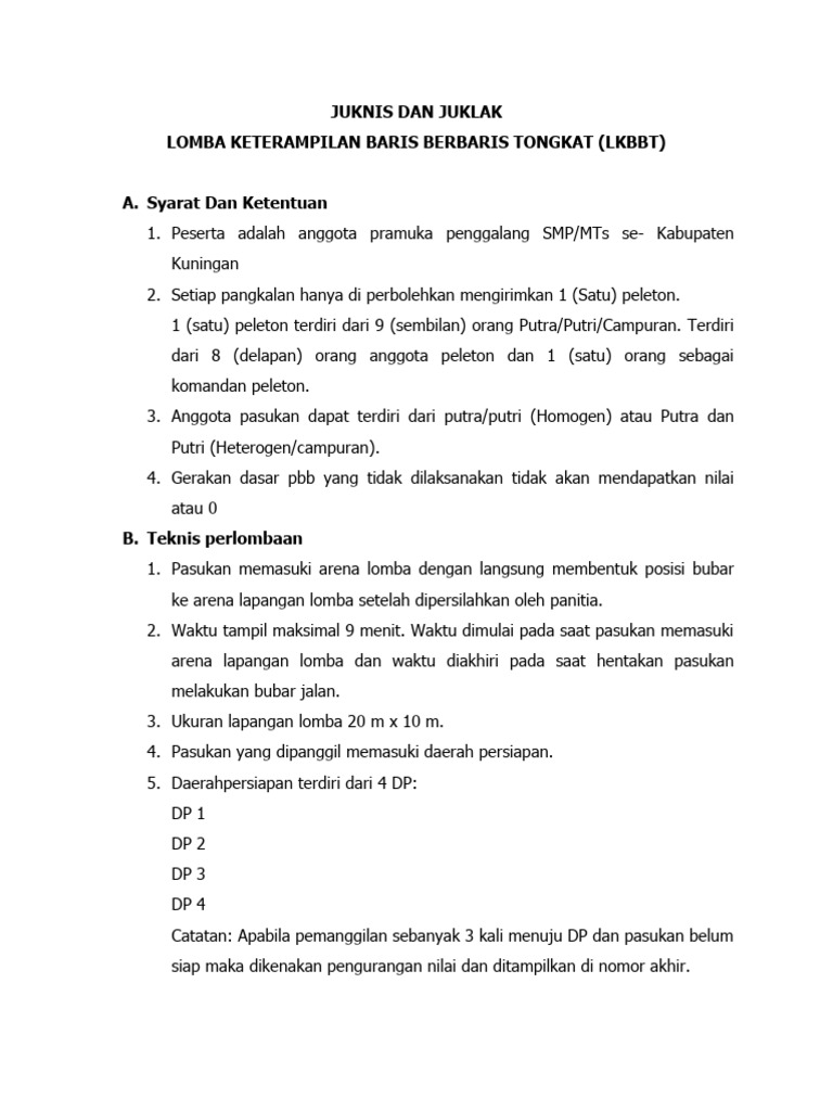 Juknis Dan Juklak Lomba Pramuka | PDF
