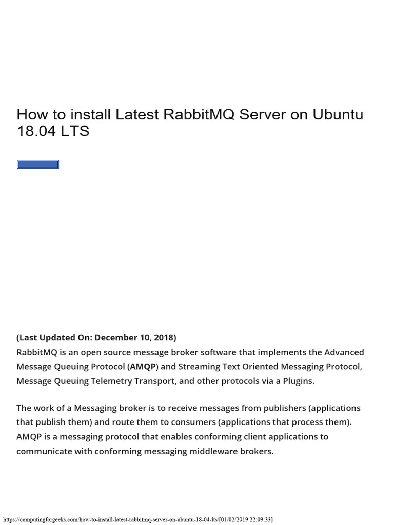 How To Install Latest RabbitMQ Server On Ubuntu 18.04 LTS | PDF ...