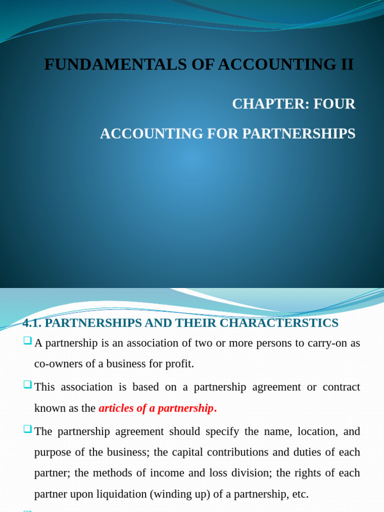 FOA II Ch-4 Partnership | PDF | Partnership | Equity (Finance)